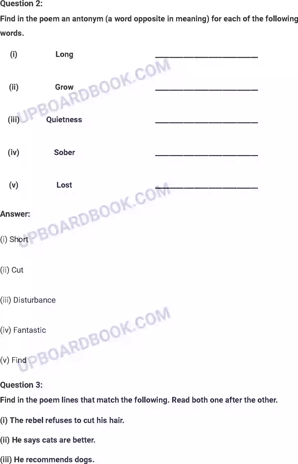 UP Board class 7 English 12. The Rebel (Poem) Solution PDF - UPBoardBook