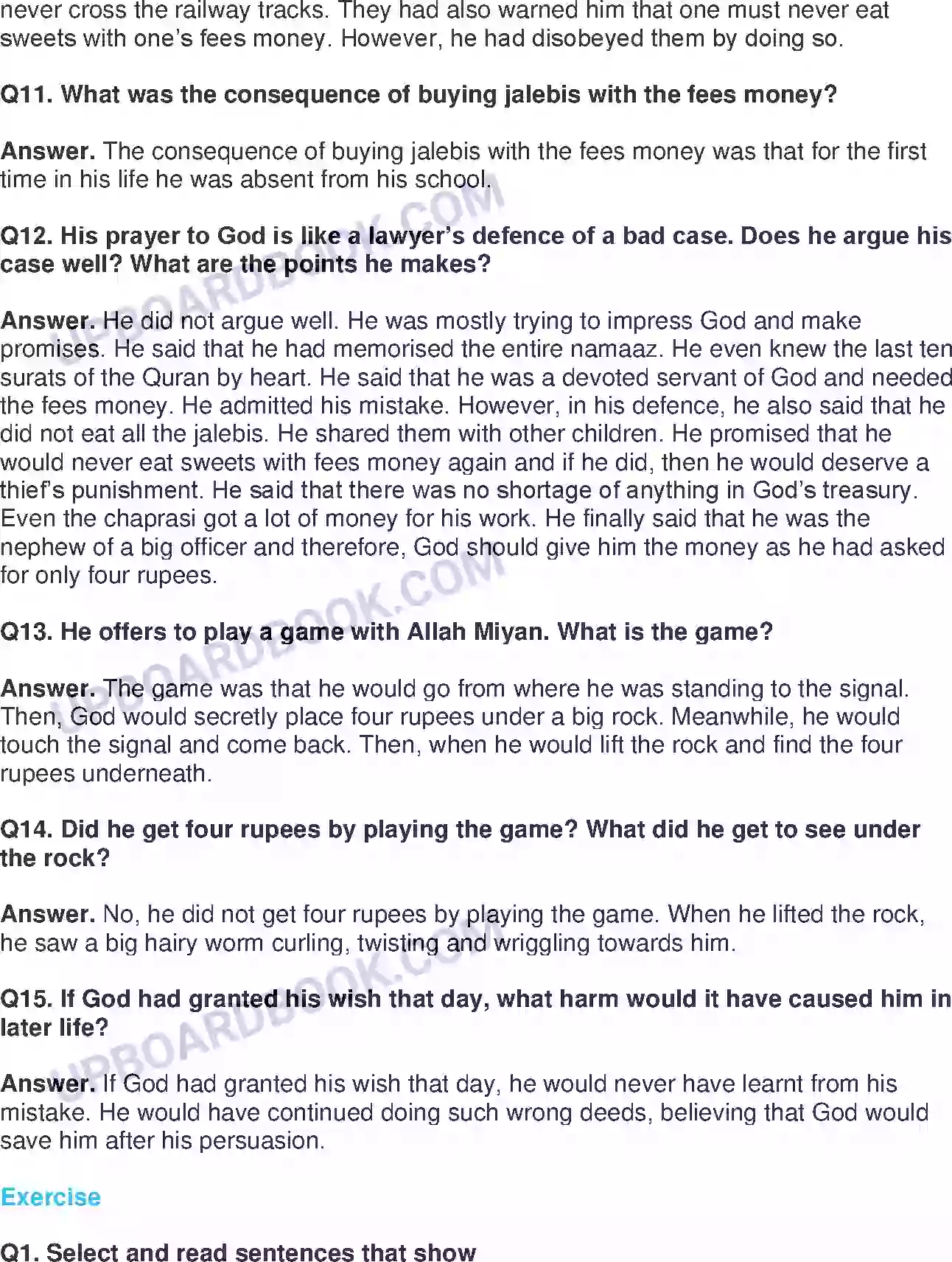 UP Board class 8 English 8. Jalebis Solution PDF - UPBoardBook