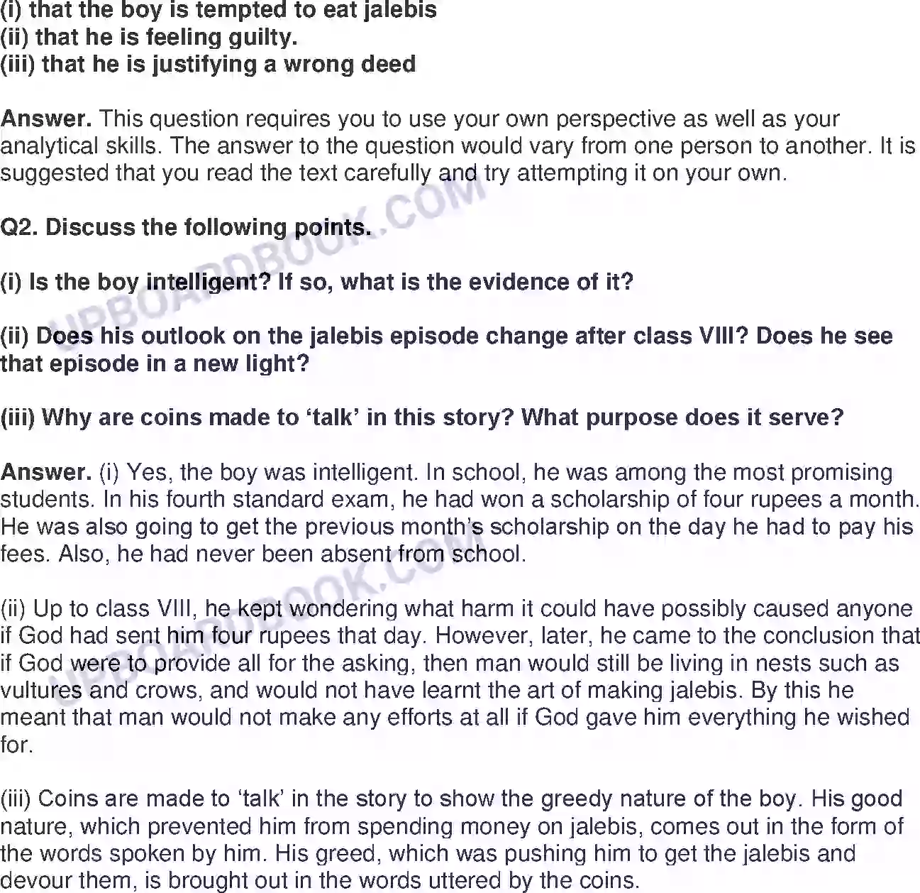 UP Board class 8 English 8. Jalebis Solution PDF - UPBoardBook