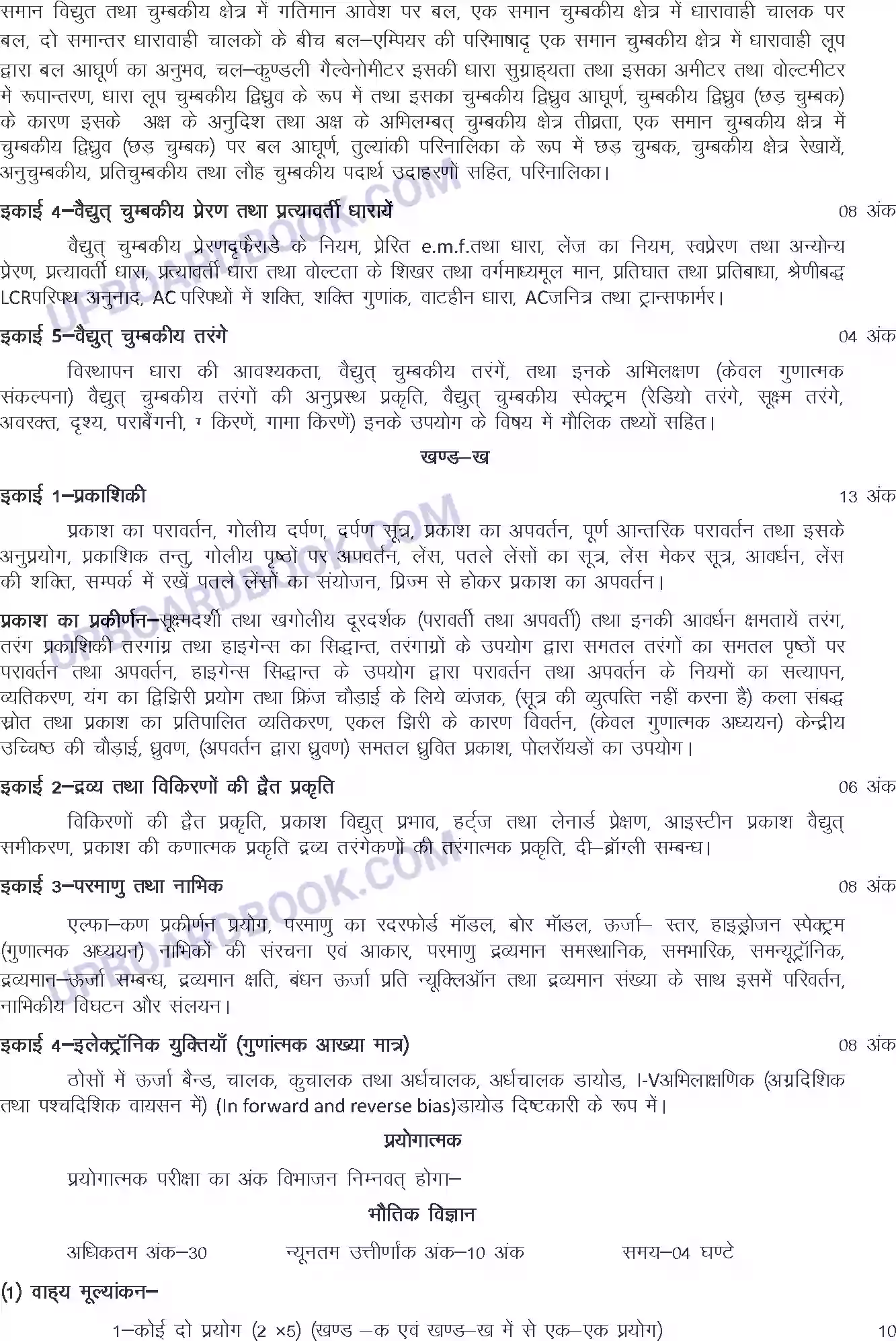 Class 12 Physics Syllabus 2025-26 UP Board PDF